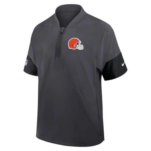 Nike Cleveland Browns Sideline Coach Nfl 1/2-zip Short-sleeve Jacket - Grey