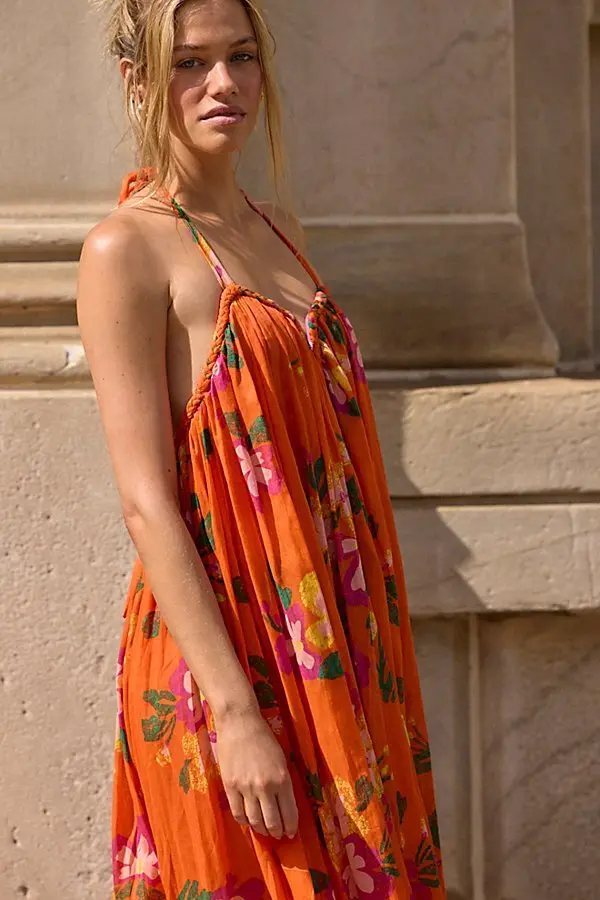 Free People Flora Fabuloso Maxi Dress In Papaya Combo - 34% Off |  Editorialist