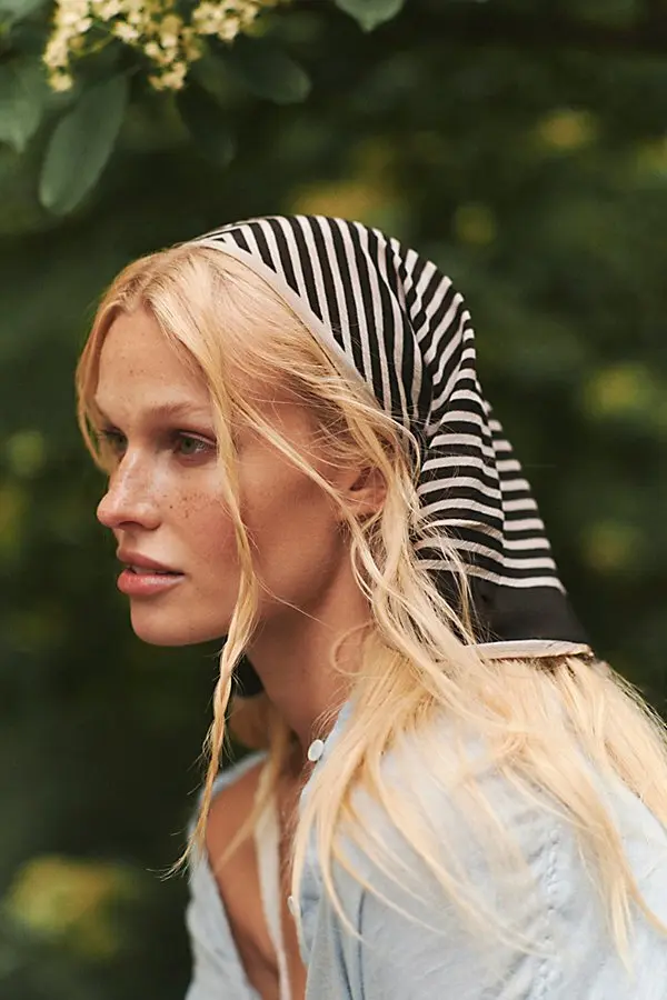 Free People Essential Triangle Bandana - Mocha So Stripe