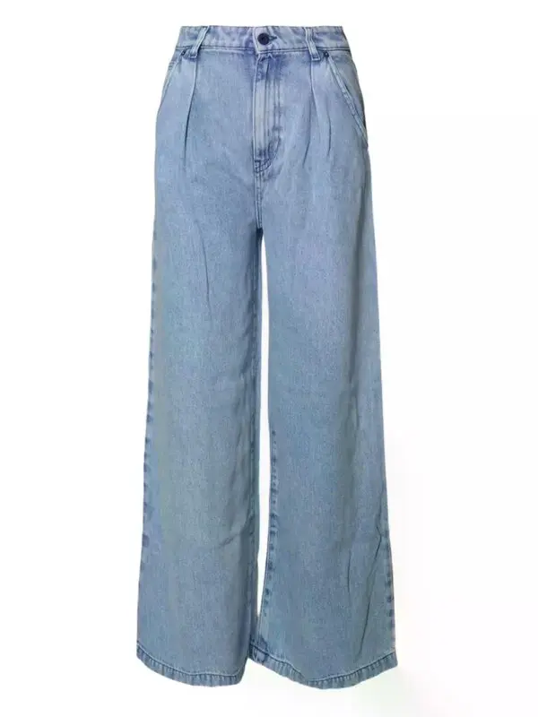 SOLOTRE Pleated Wide-leg Jeans