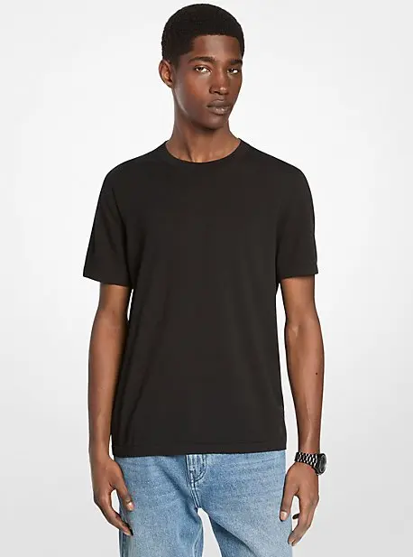 Michael Kors Cotton Short-sleeve Sweater - Black