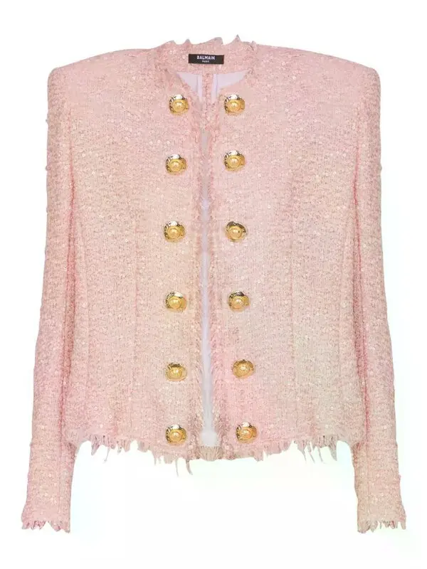 Balmain Sequin-embellished Tweed Jacket - Pink