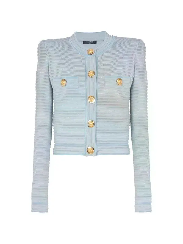 Balmain Cropped Cardigan - Blue