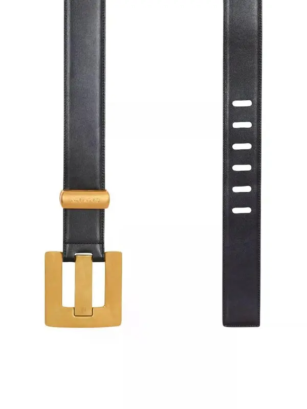 Balmain Anthem Calfskin Leather Belt With Engraved Logo Buckle - Black