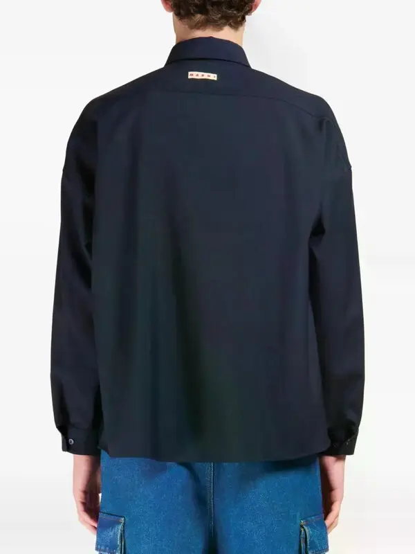 Marni Long-sleeved Wool Shirt - Blue