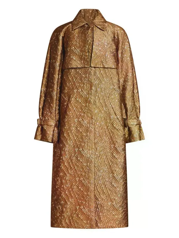 Max Mara Metallic Jacquard Trench Coat