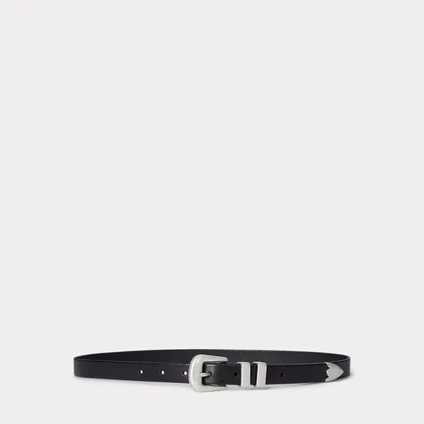 Ralph Lauren Western Distressed Leather Belt - Black