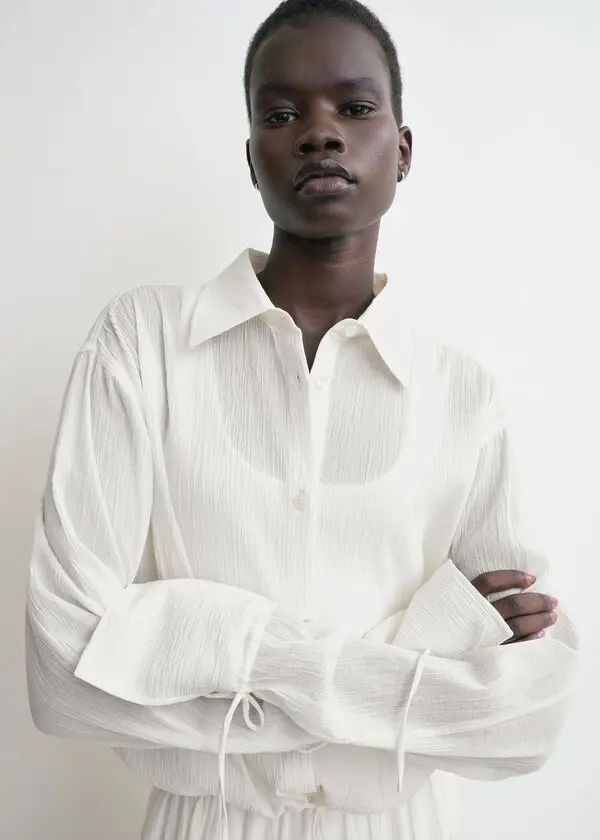 Toteme Drawstring Shirt - Off-White | Editorialist