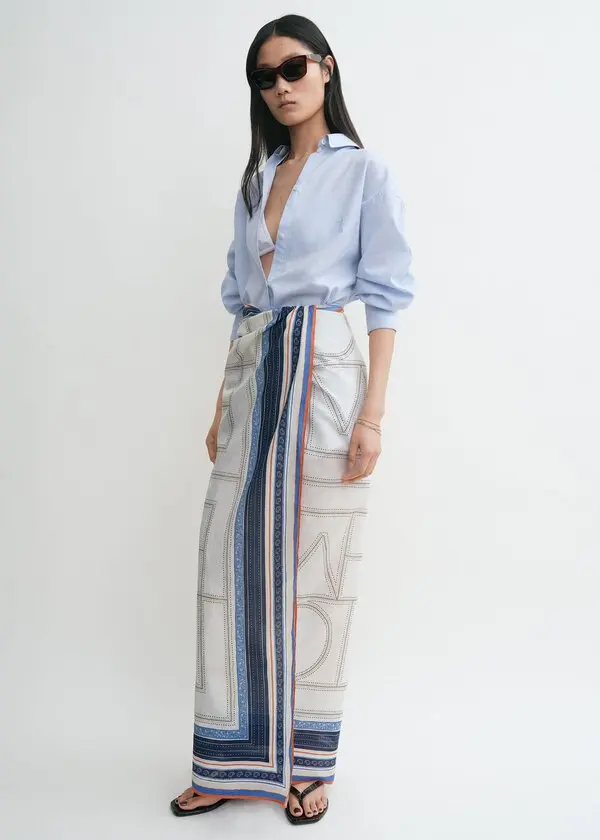 TOTEME Collector Sarong Ecru/navy - Blue