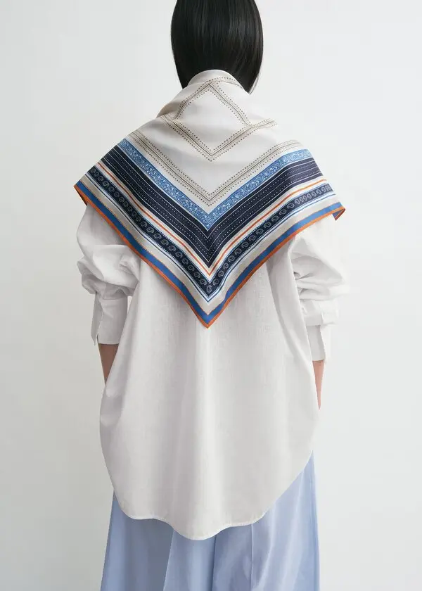 TOTEME Collector Scarf Ecru/navy - Blue
