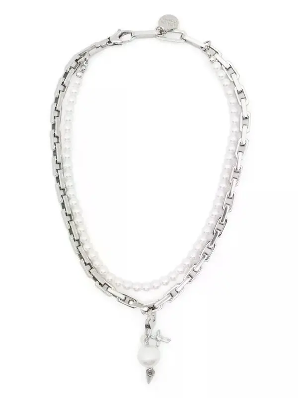 ELLEN CONDE Faux Pearl-embellished Necklace - Silver