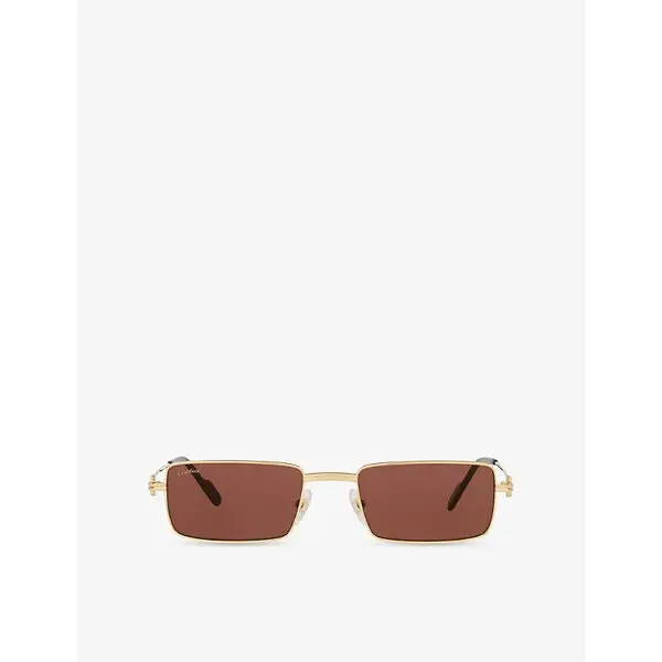 CARTIER Rectangle-frame Metal Sunglasses - Gold
