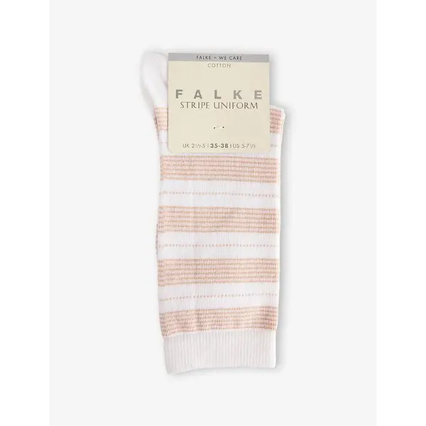 Falke Stripe Uniform Cotton-blend Knit Socks - White