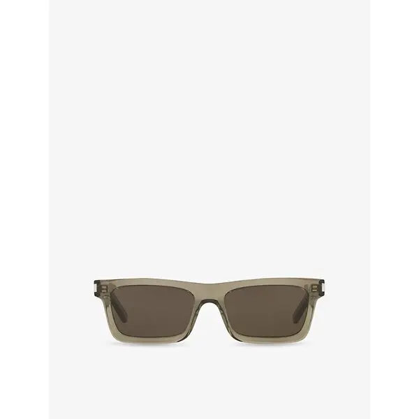 Saint Laurent Rectangular-frame Acetate Sunglasses - Brown