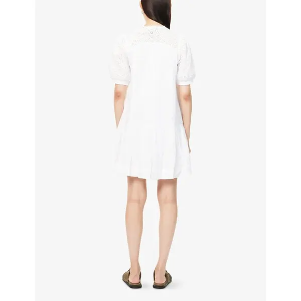 embroidered cheesecloth short dress Baltic Born Womens Carolina Embroidered Short Dress | Cream main image 1