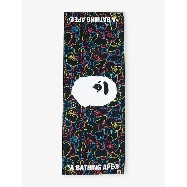 A BATHING APE Neon Camo Sports Cotton Towel - Black