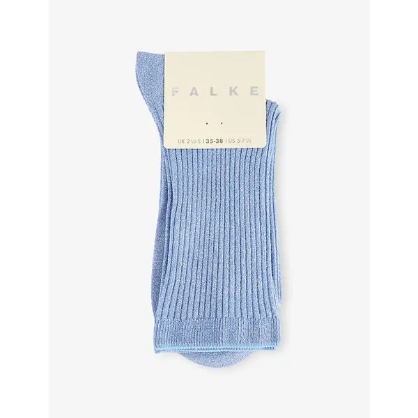 Falke Shiny Ribbed Knit Socks - Ice Blue