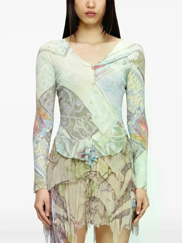 DIESEL® M-fiorina Printed Cropped Cardigan - Blue
