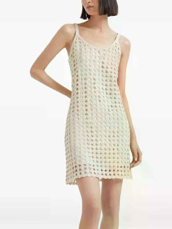 Brunello Cucinelli Crochet-Knit Dress - Neutrals | Editorialist
