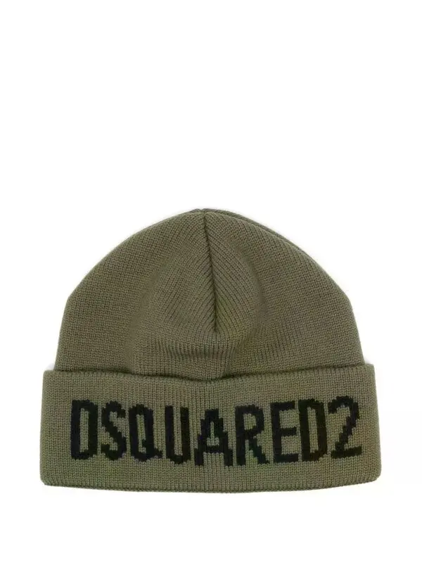 Dsquared2 Wool Beanie Hat - Green