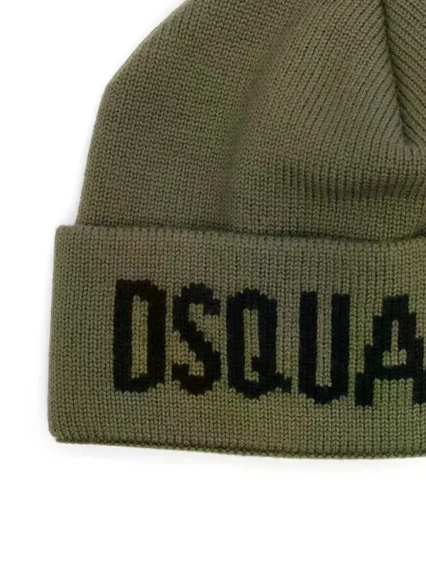 Dsquared2 Wool Beanie Hat - Green