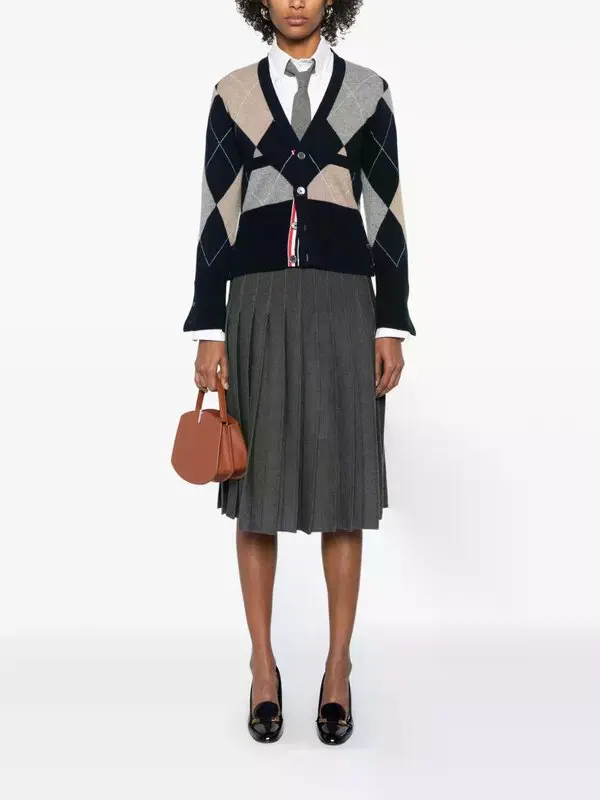 Thom Browne Argyle Intarsia Cashmere Cardigan - Blue