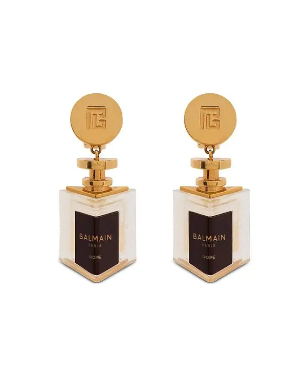 Balmain Brass Perfume Earrings - Gold