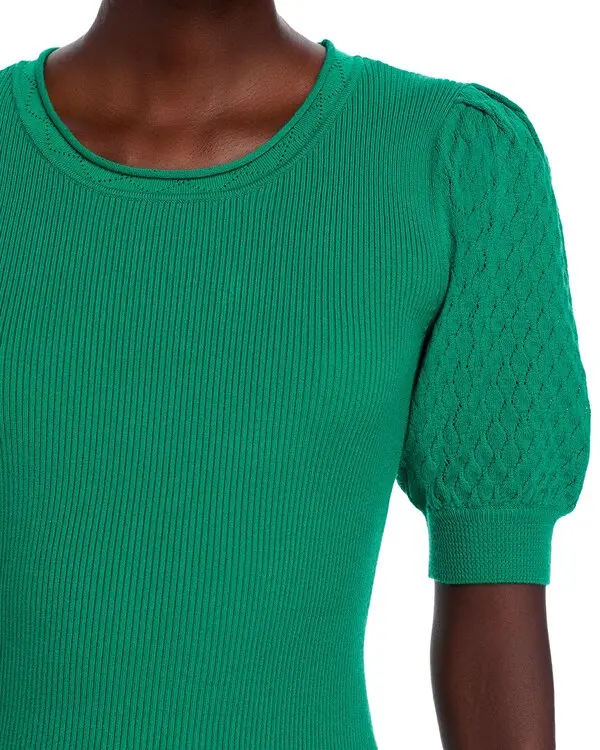 Elie Tahari The Nika Crewneck Puff Sleeve Top