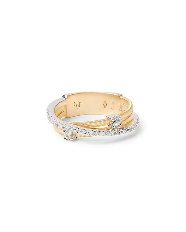 Marco Bicego 18k Gold And Diamond Goa Three Strand Ring - White/gold