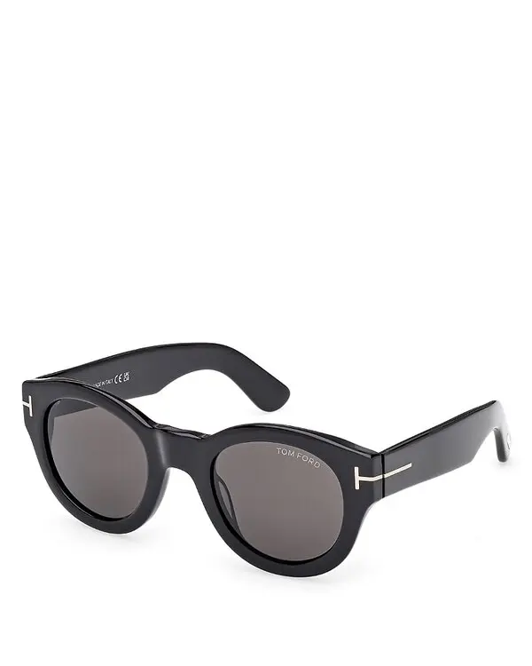 TOM FORD Round Sunglasses, 48mm - Black/smoke