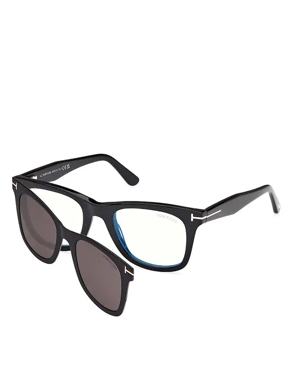 TOM FORD Eyeglasses With Clip-on Sunglasses, 50mm - Black