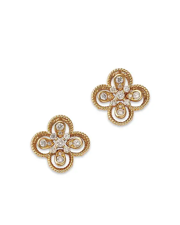 Bloomingdale'S Diamond Clover Stud Earrings, 0.37 Tcw - Gold