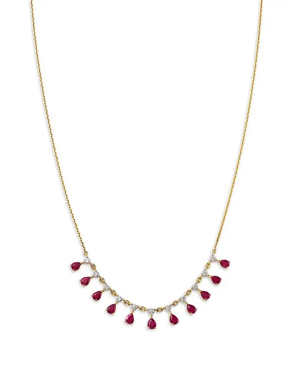 Bloomingdale'S Ruby & Diamond Droplet Necklace - Red/gold
