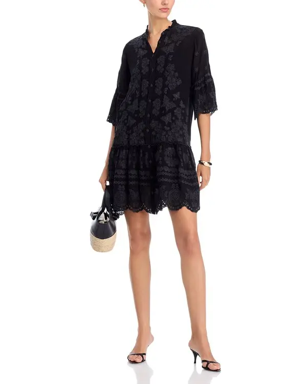 chinese dress ladies Johnny Was Womens Liona Velvet Silk-Blend Shift Dress, L, Black at Amazon  Women's Clothing store main image 0