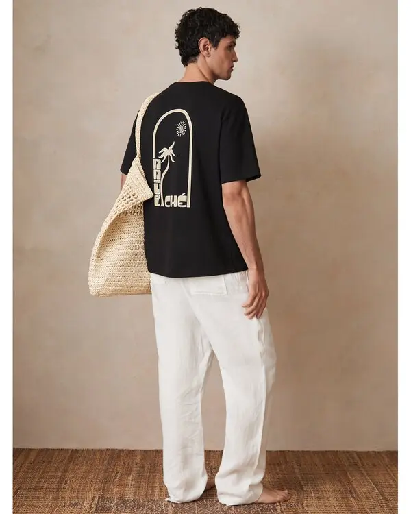 REISS Che Roda Palm Graphic Tee - Black