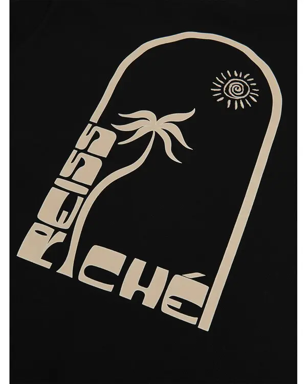 REISS Che Roda Palm Graphic Tee - Black