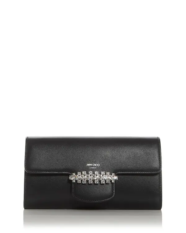 JIMMY CHOO Bing Leather Wallet On Chain - Black/silver