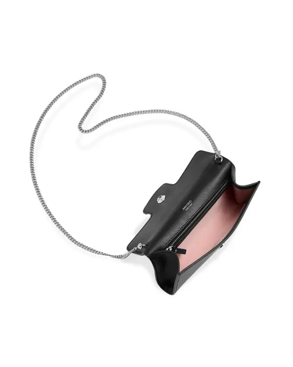 JIMMY CHOO Bing Leather Wallet On Chain - Black/silver