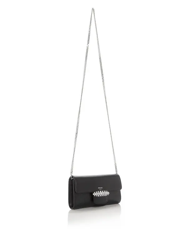 JIMMY CHOO Bing Leather Wallet On Chain - Black/silver
