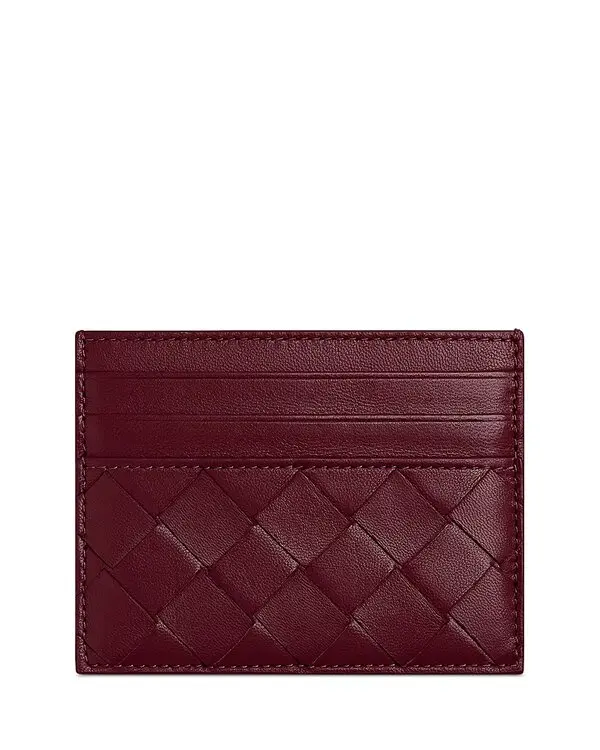 Bottega Veneta Intrecciato Leather Card Case - Barolo/gold