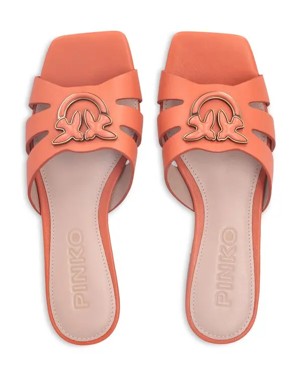 Pinko Marli 09 Leather Slide Sandals - Blusher