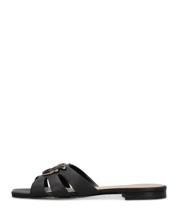 Pinko Marli 09 Leather Slide Sandals - Limo Black