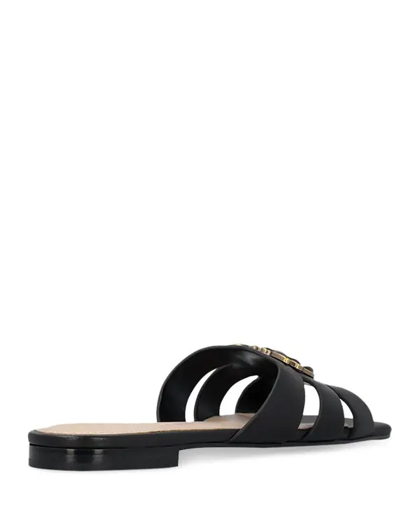 Pinko Marli 09 Leather Slide Sandals - Limo Black