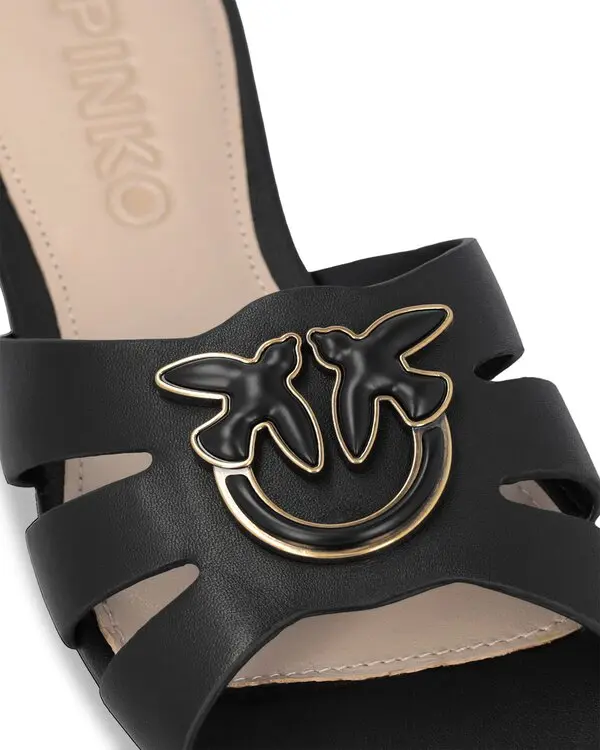 Pinko Marli 09 Leather Slide Sandals - Limo Black