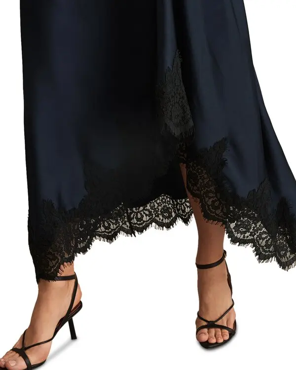 chinese dress ladies Reiss Lucy Asymmetric Hem Lace Midi Dress Size UK 12 US 8 L large LADI   Afashionistastore