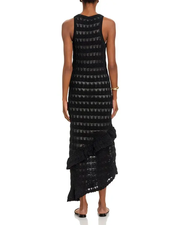 Aqua Crochet Ruffle High Low Dress