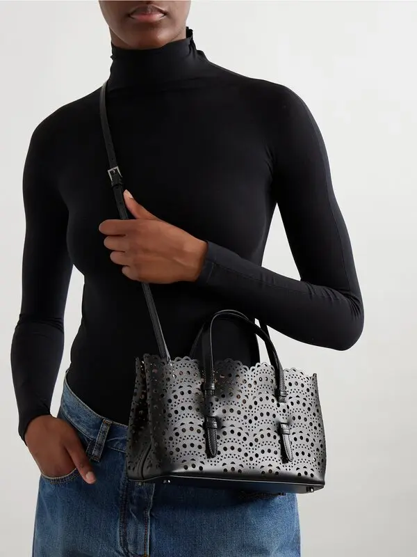 Alaïa Mena 25 E/w Medium Laser-cut Leather Tote