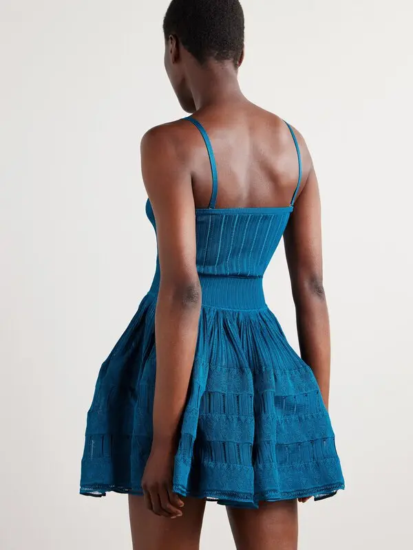 Alaïa Tiered Pointelle-knit Mini Dress