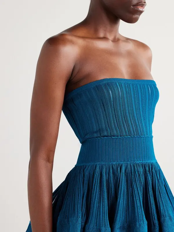 Alaïa Tiered Pointelle-knit Mini Dress