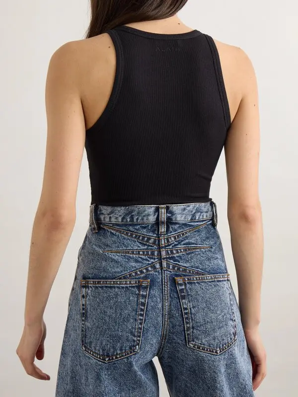 Alaïa Ribbed-knit Bodysuit - Black